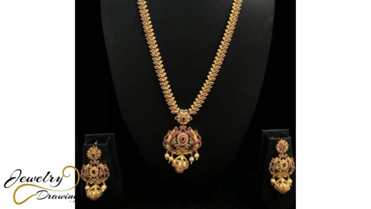 Simple Gold Necklace and Jewellery Set Design - Jewelry Drawing